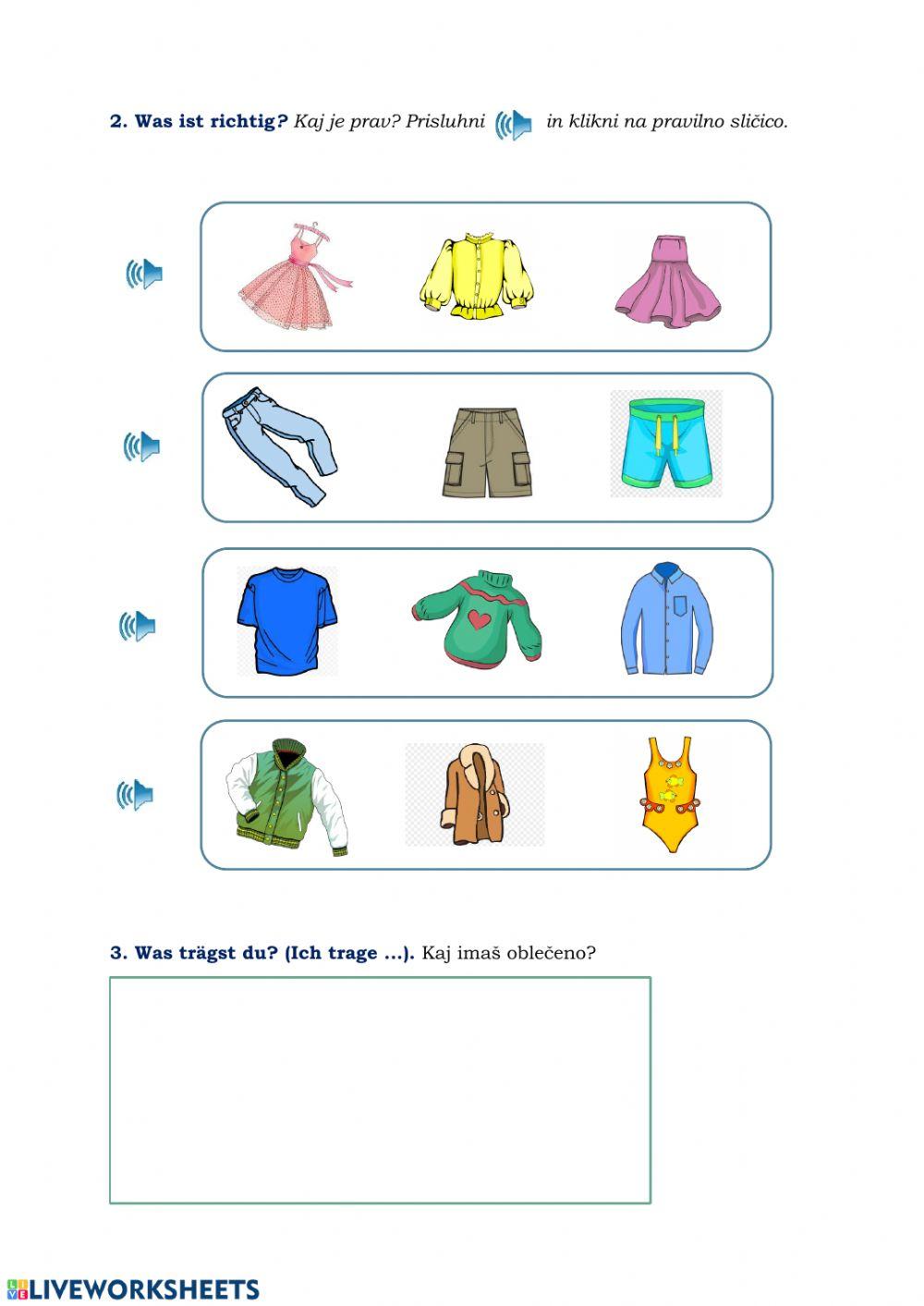 Wiederholung: Die Kleider worksheet | Live Worksheets
