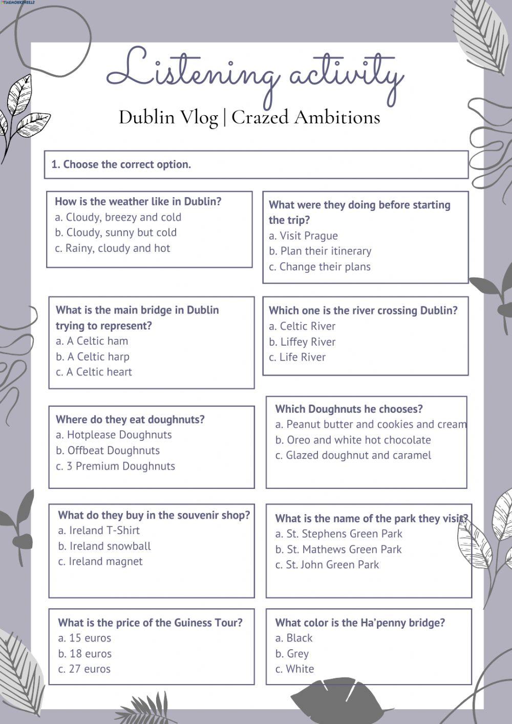 Dubling Vlog - Listening Trilogy worksheet | Live Worksheets