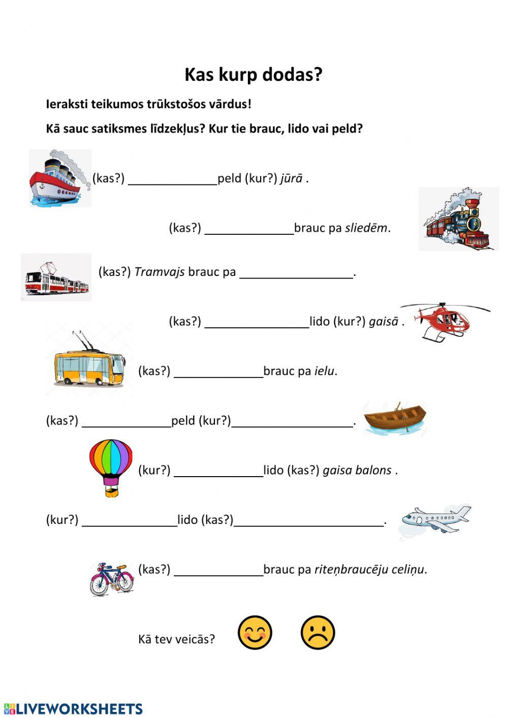 Transporta veidi online exercise for | Live Worksheets