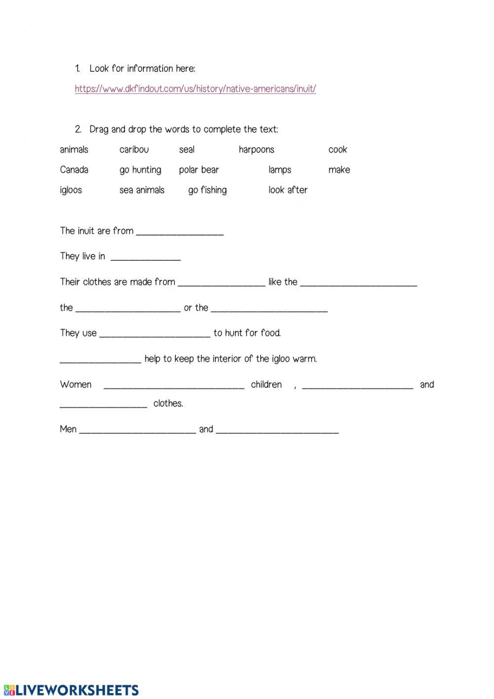 Inuit 4 worksheet | Live Worksheets