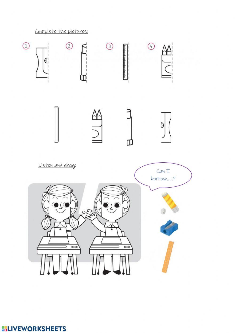 School Objects online exercise for Kids1 | Live Worksheets