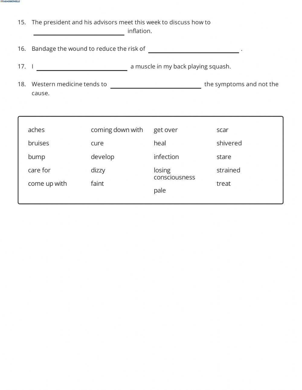 English B2 Vocabulary U9 1 worksheet | Live Worksheets