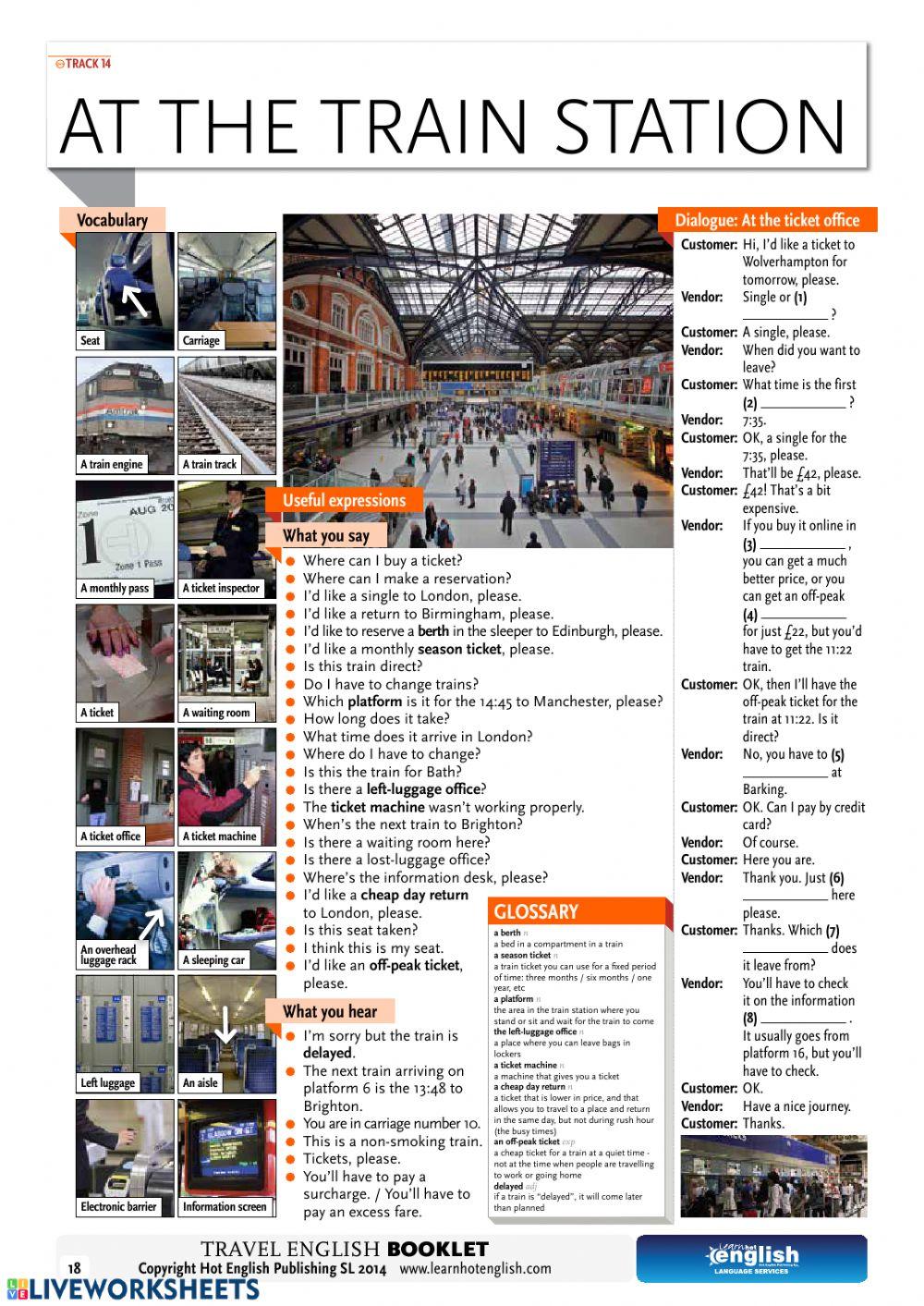 at the train station online exercise for | Live Worksheets