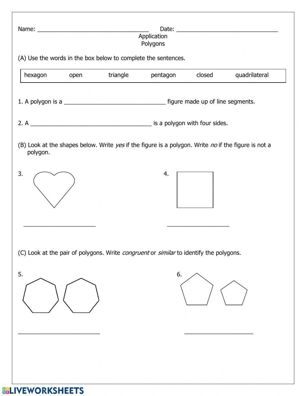 Polygons | Free Interactive Worksheets | 136502
