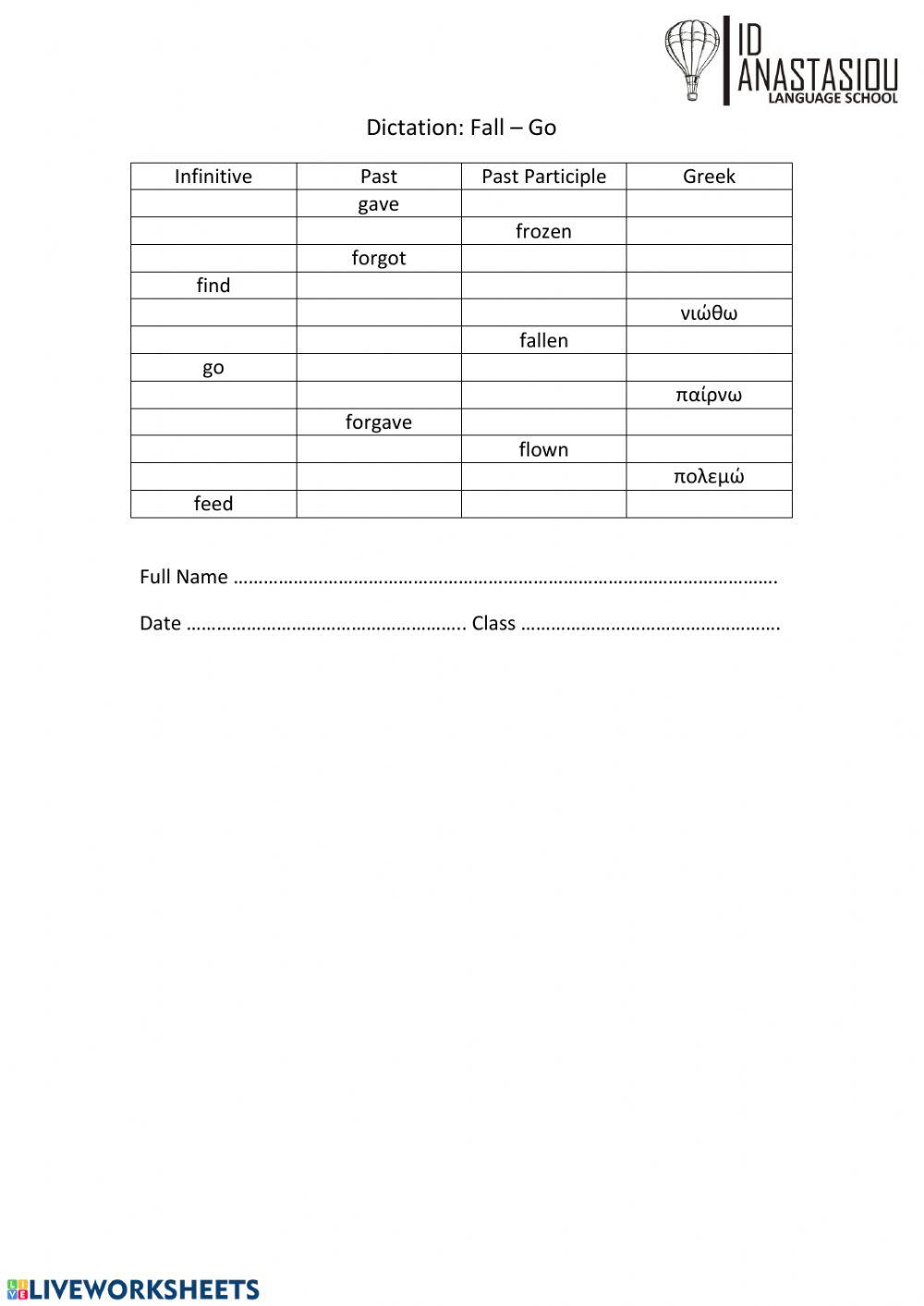 Irregular Verbs Fall Go Worksheet Live Worksheets irregular-verbs-fall-go-worksheet-live-worksheets