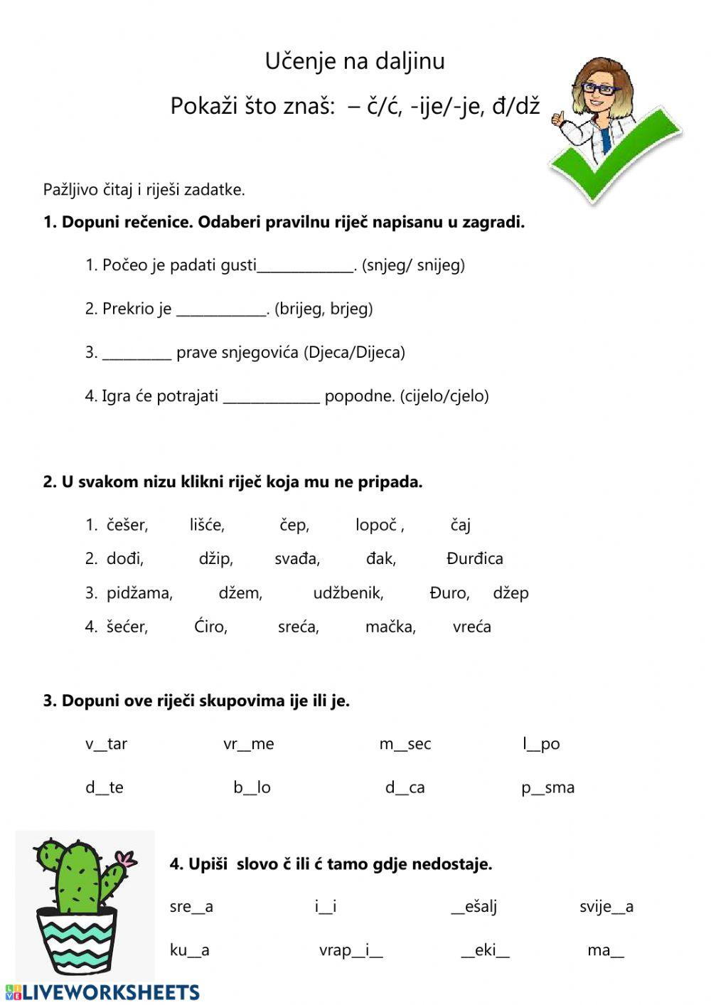 5548292 | Pisanje č-ć, -ije--je, đ, dž | Pericaw