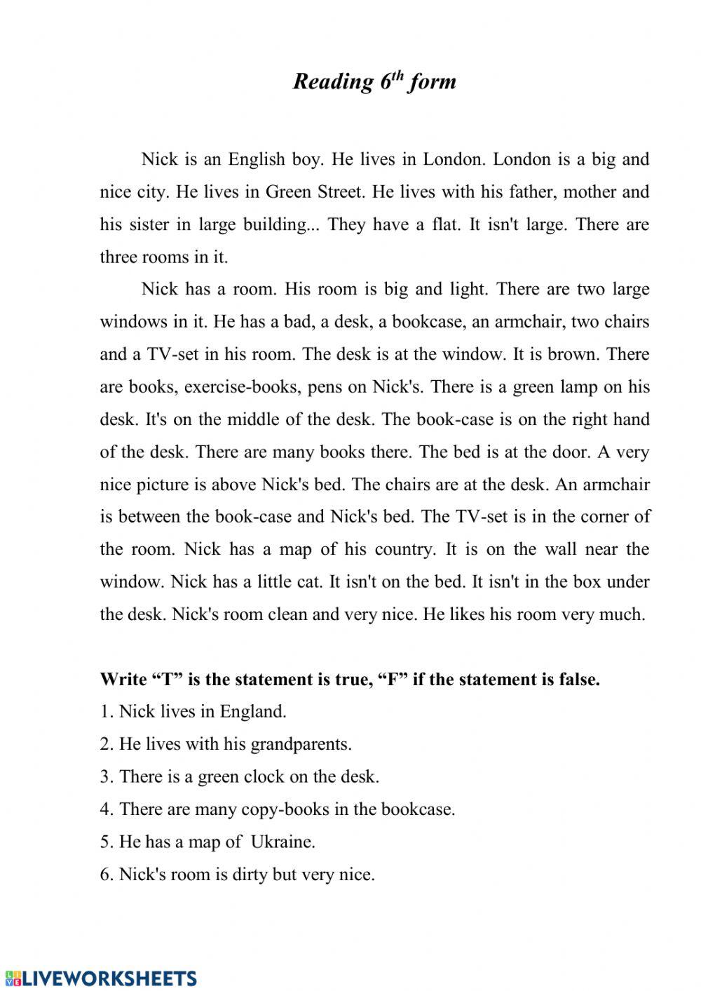 Nick 2832 | InnaSlynko | Live Worksheets