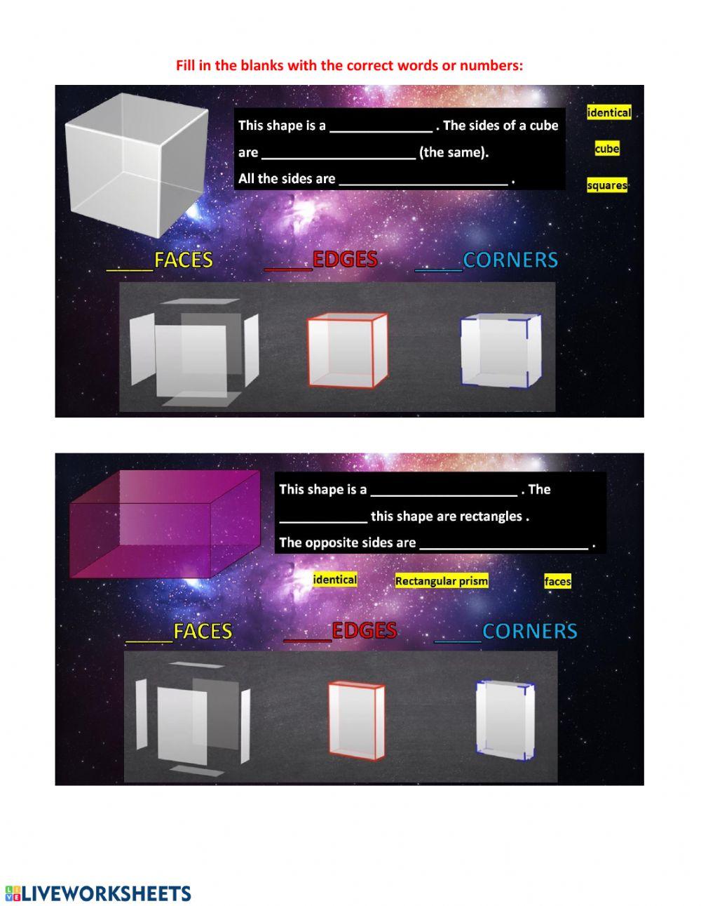 Three Dimensional (3D) Shapes worksheet | Live Worksheets