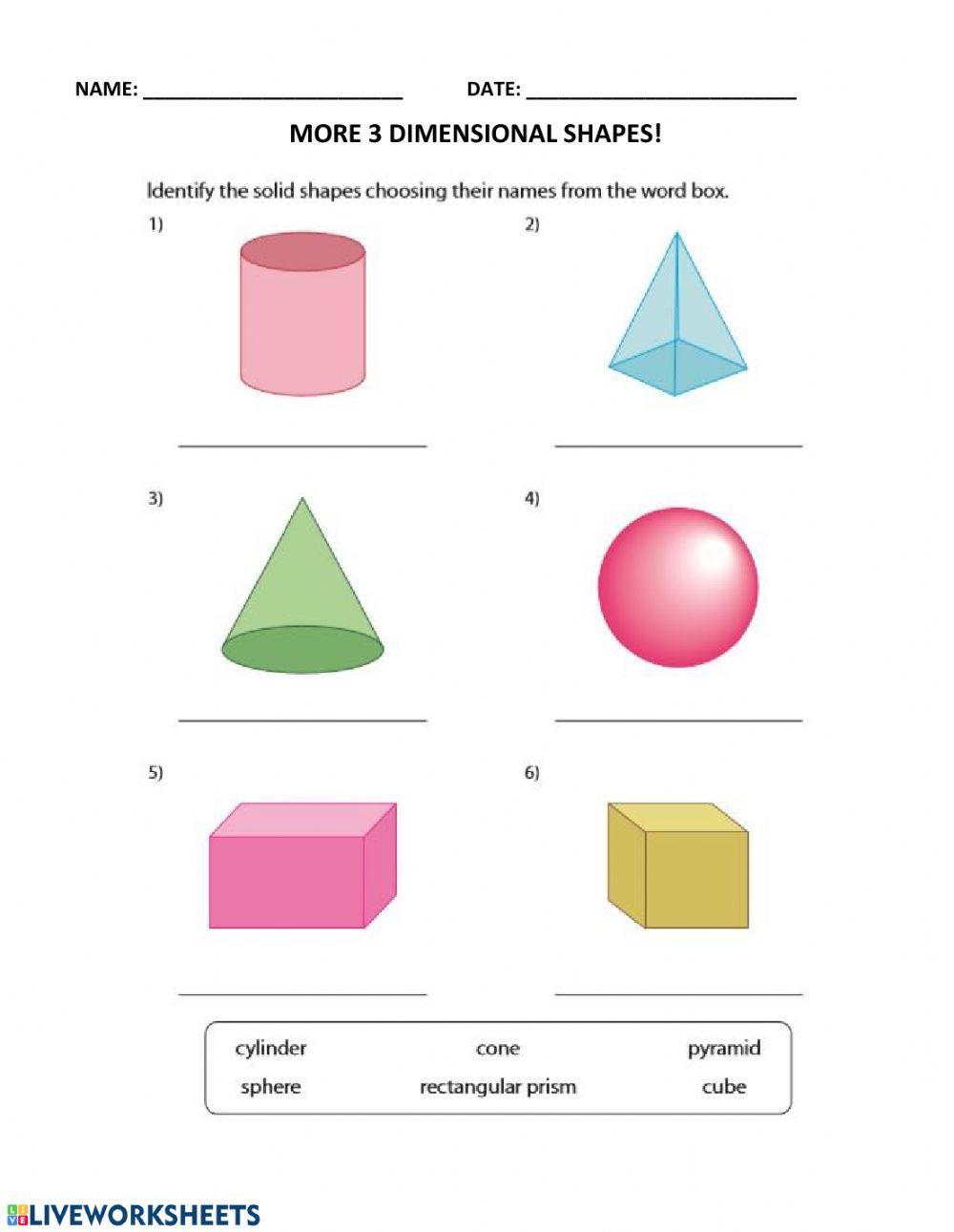 More 3D Shapes! worksheet | Live Worksheets