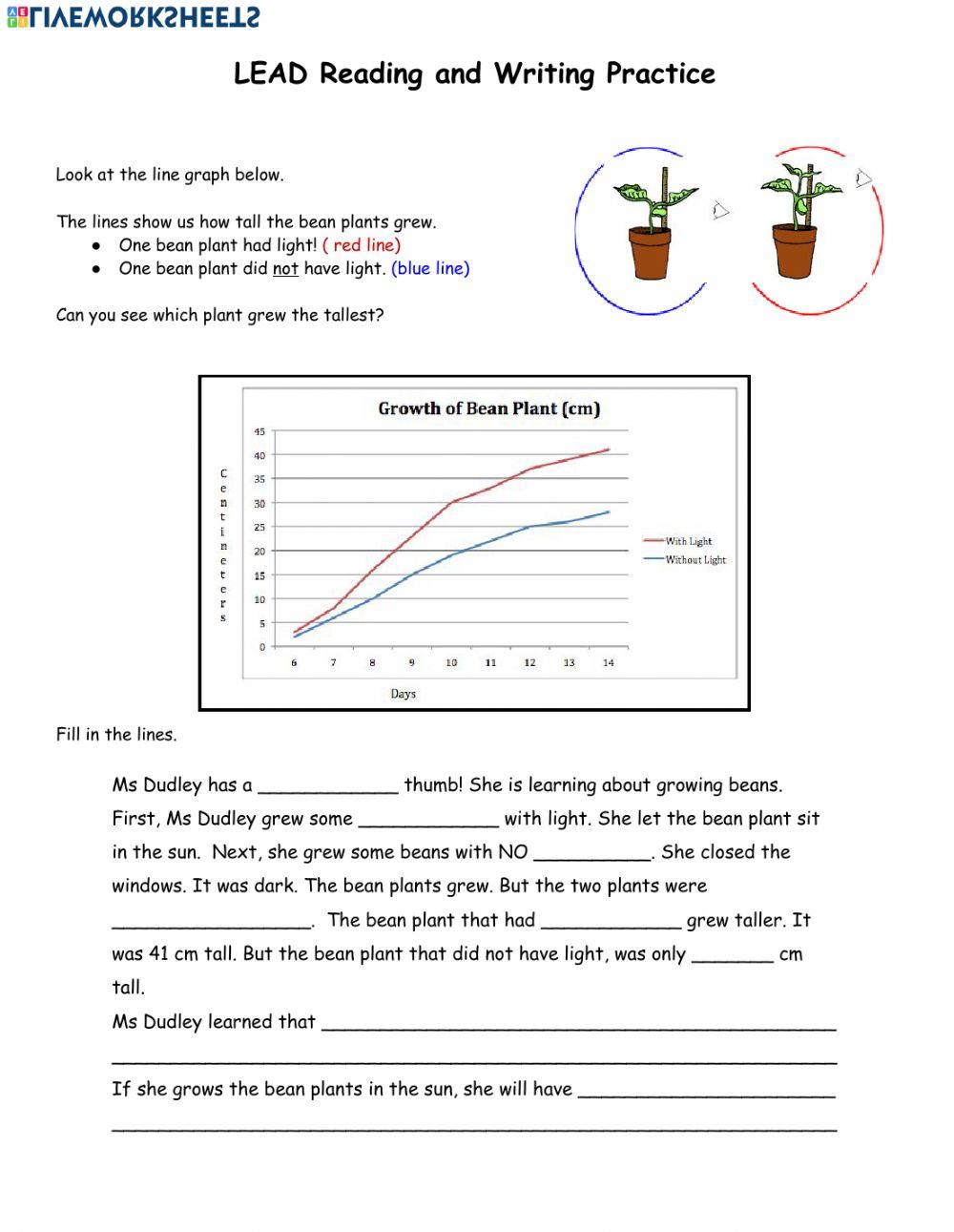 Bean Plant Line Graph worksheet | Live Worksheets