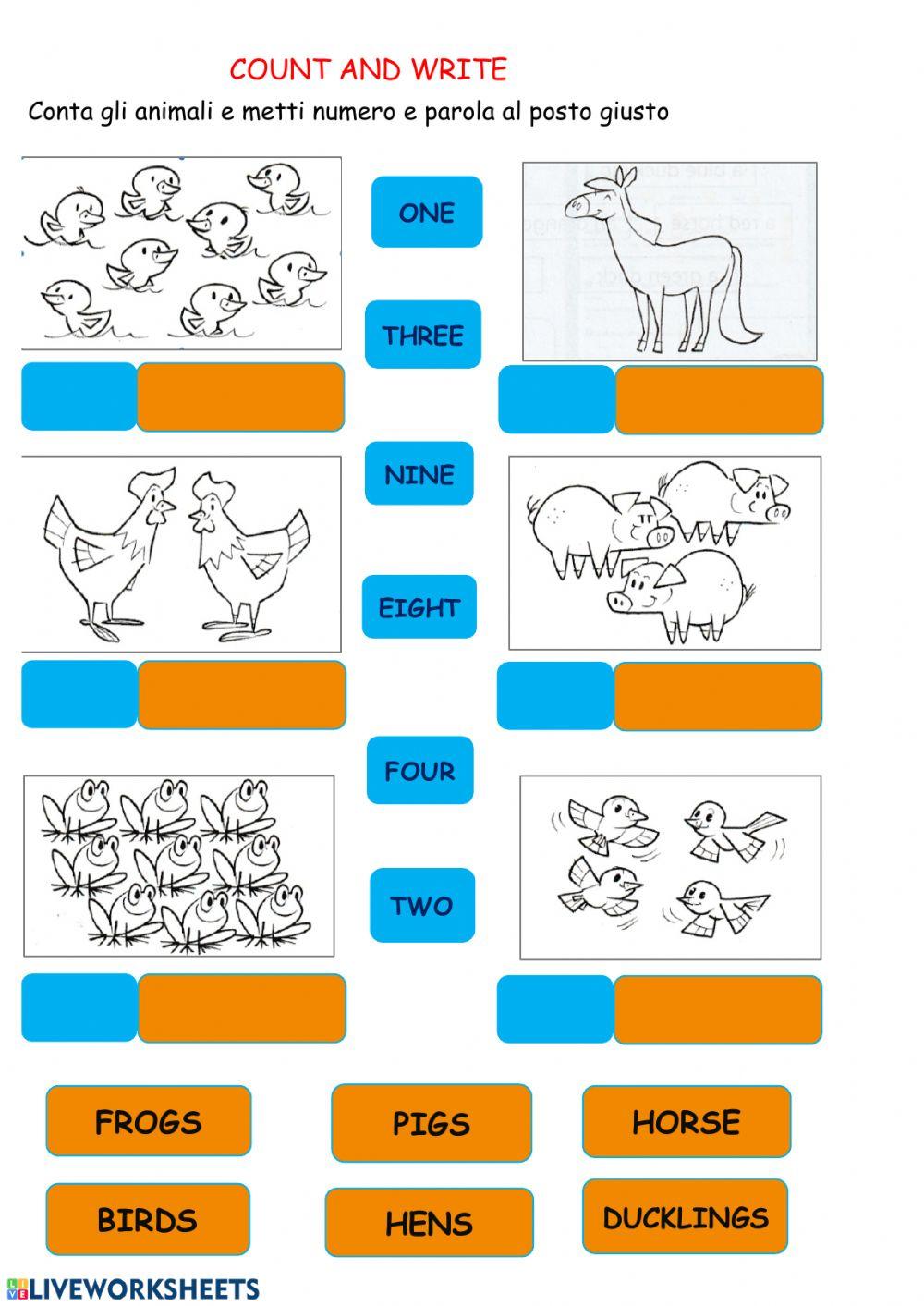 Animals and numbers 137657 | FrancyM | Live Worksheets