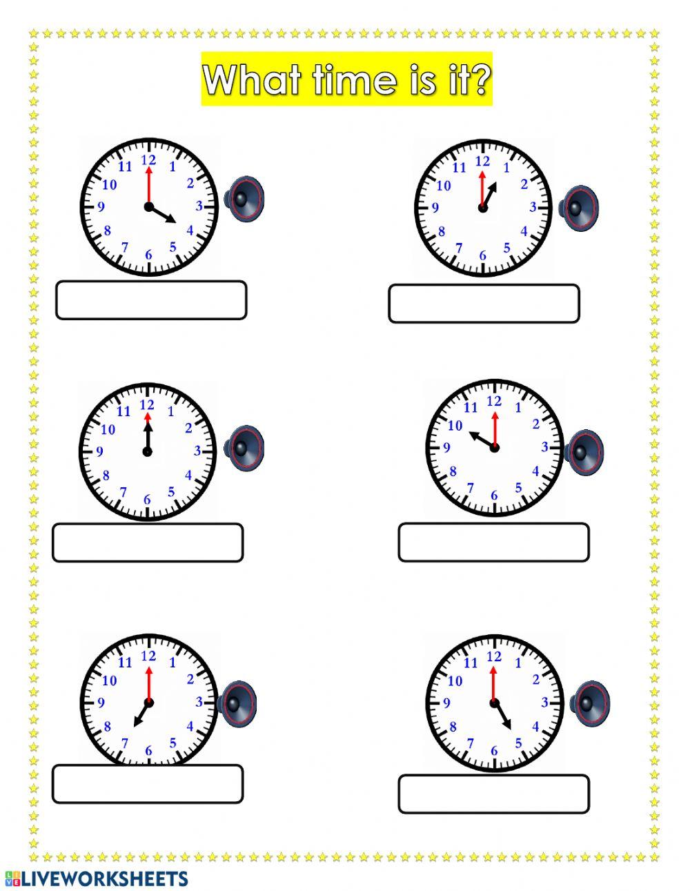 O-clock | Free Interactive Worksheets | 137961