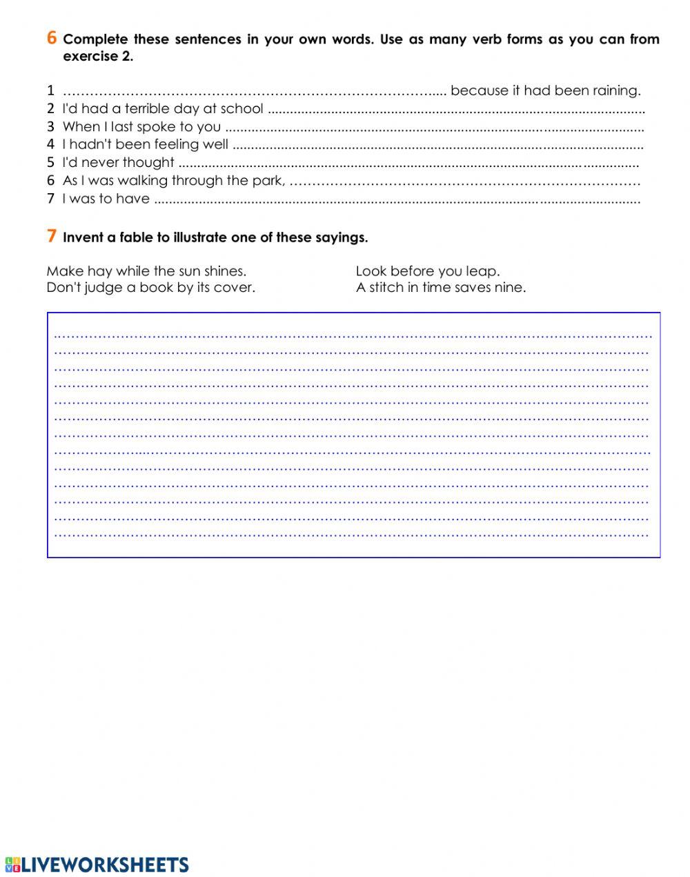 Narrative tenses exercises | teacherdaniescobar | Live