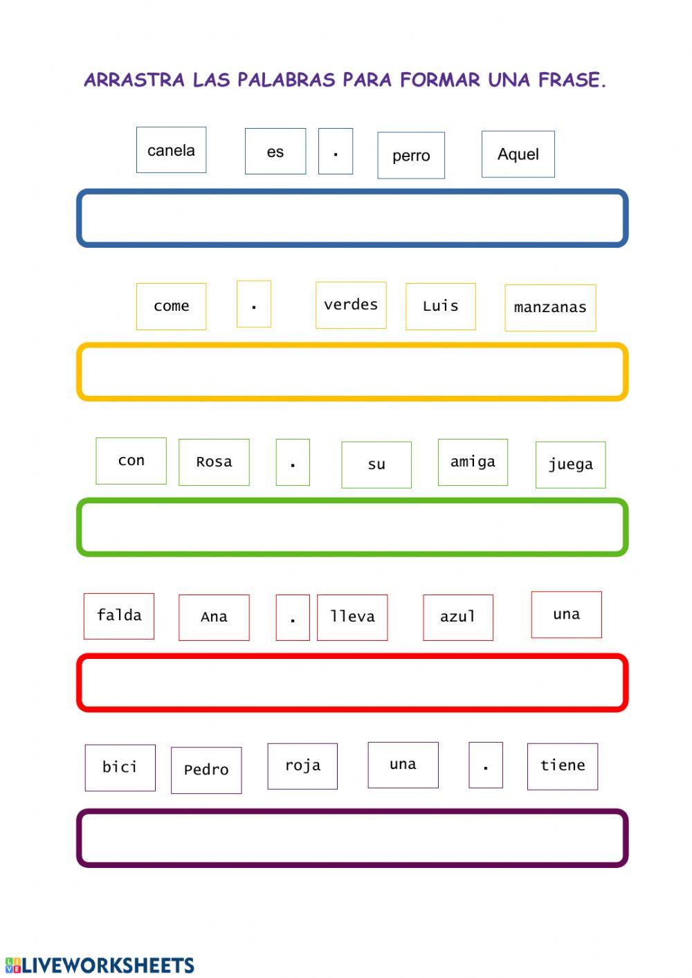 Forma frases worksheet | Live Worksheets
