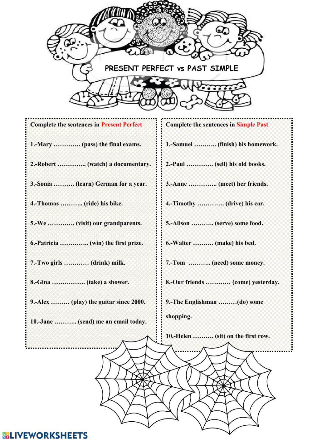 Present perfect-past simple online activity | Live Worksheets