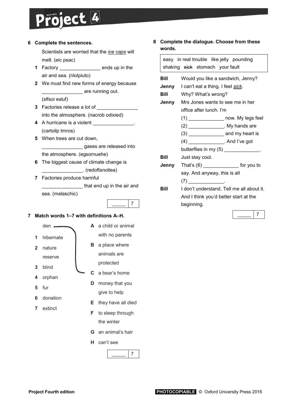 PROJECT 4 TEST UNIT 5 online exercise for | Live Worksheets