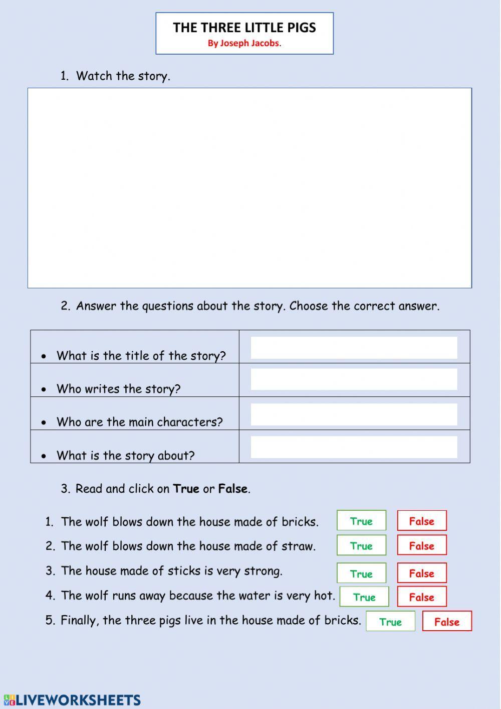 Story comprehen… | Free Interactive Worksheets | 140637
