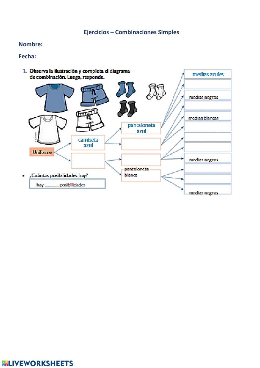Combinaciones simples online exercise for | Live Worksheets