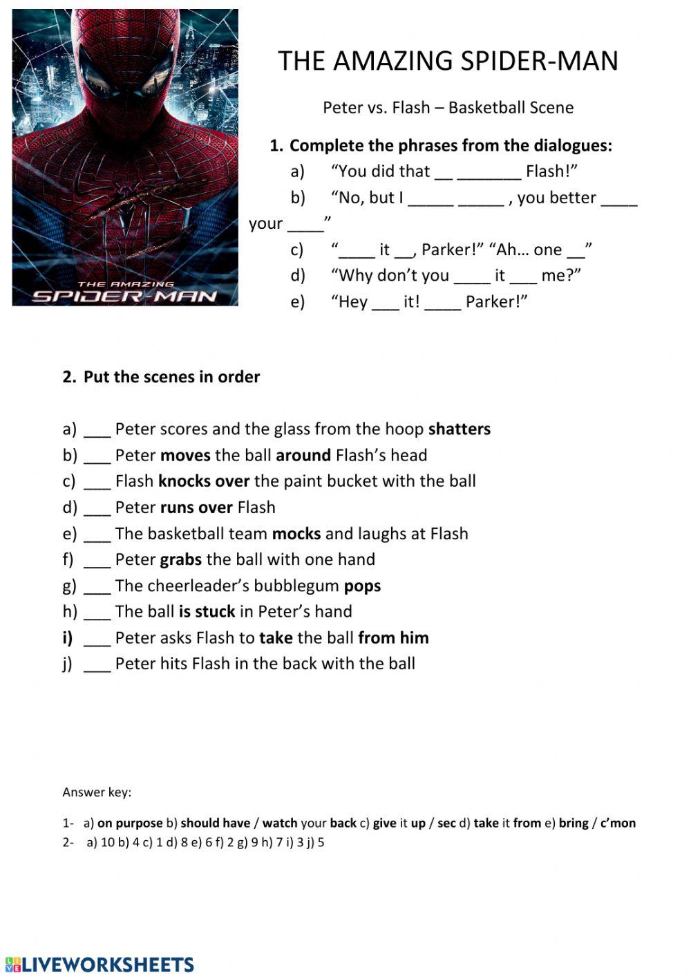 The Amazing Spi… | Free Interactive Worksheets | 140915