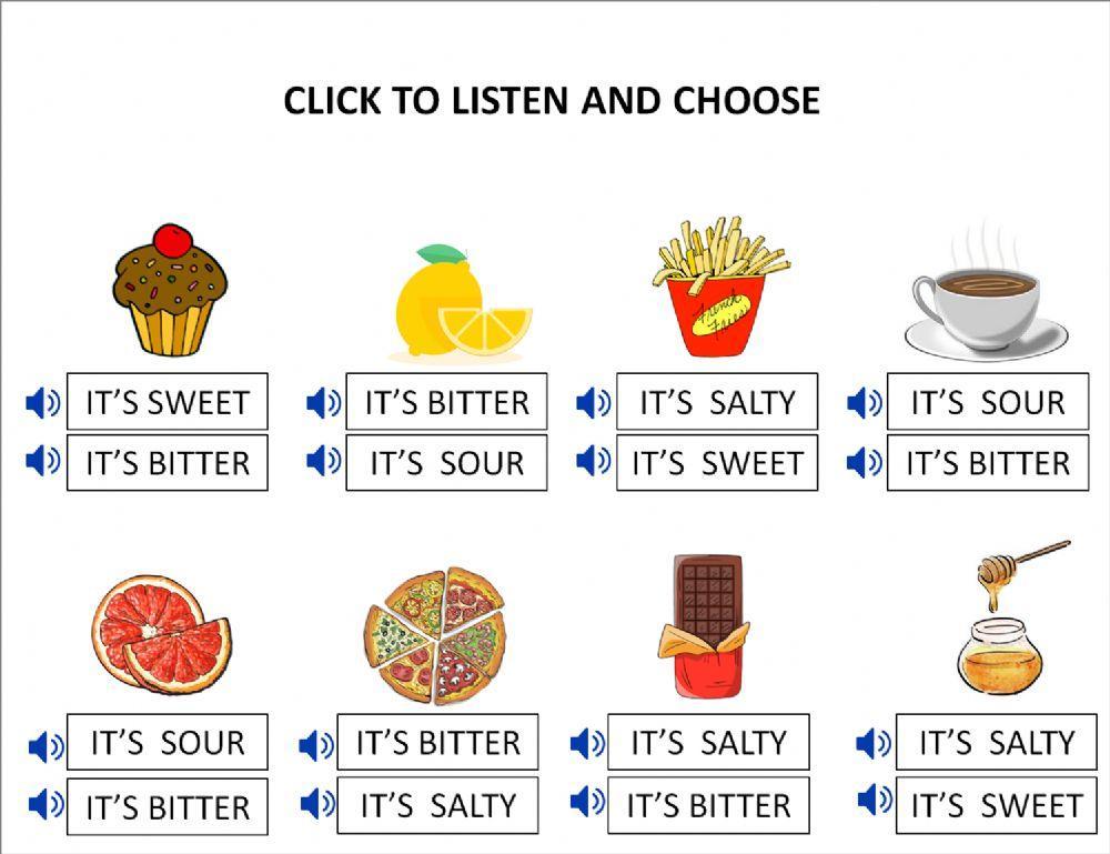 Sense of taste | Free Interactive Worksheets | 140966