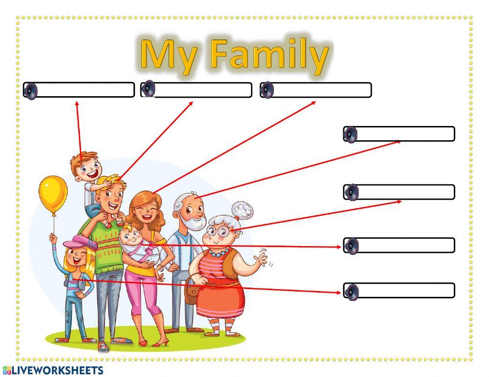 Family online exercise for kindergarten | Live Worksheets
