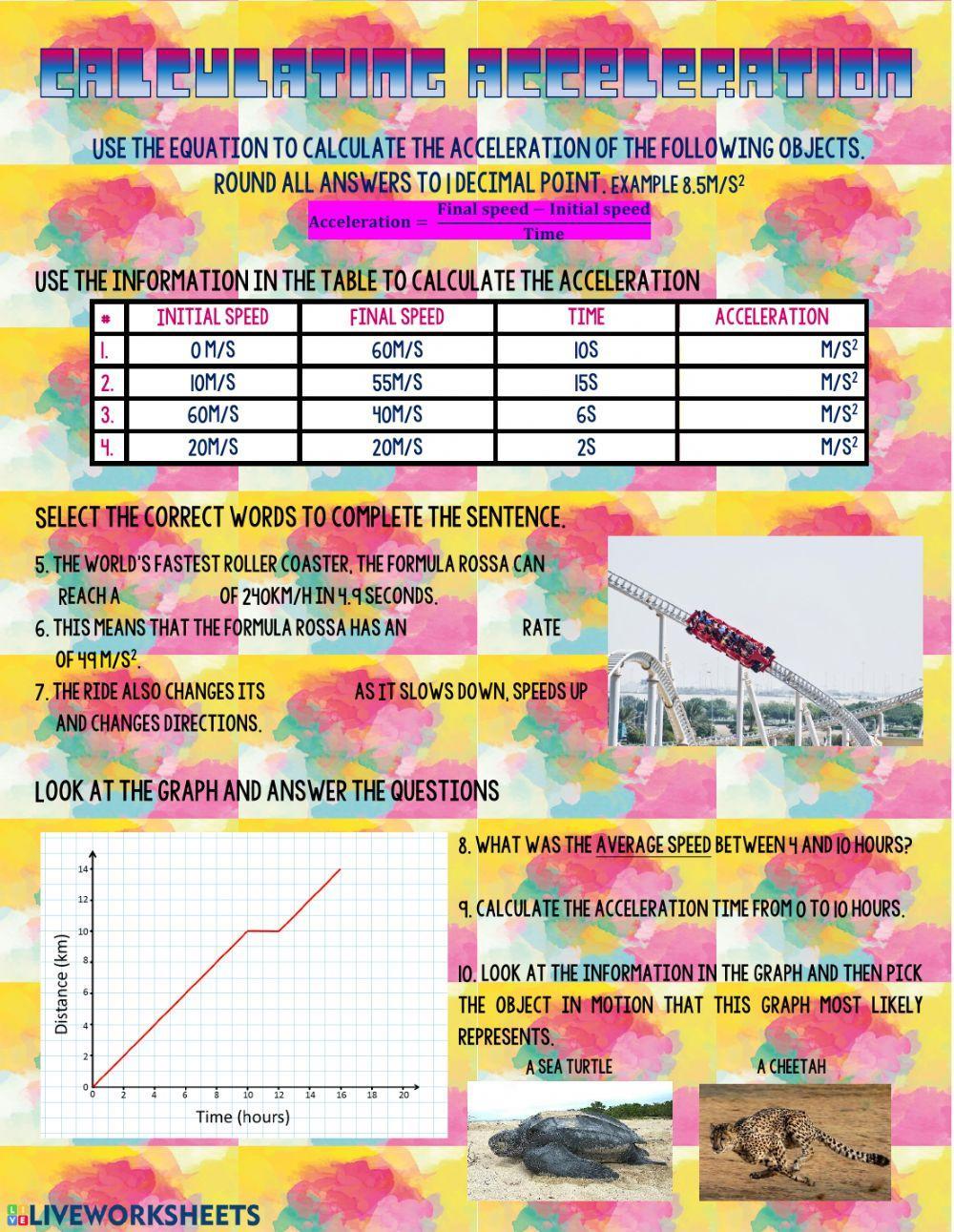 Calculating Acceleration Worksheet Live Worksheets calculating-acceleration-worksheet-live-worksheets