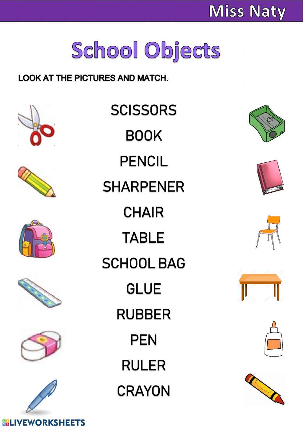 13 Best Images Of School Worksheets Matching Objects - vrogue.co