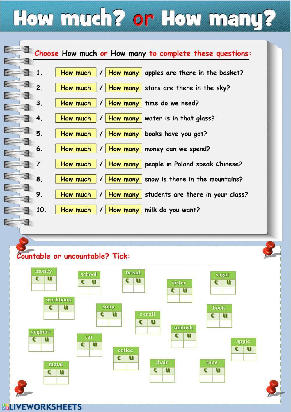 How Much Or How Many Worksheet Live Worksheets 52 OFF How Much Or How Many Worksheet Live Worksheets 52 OFF