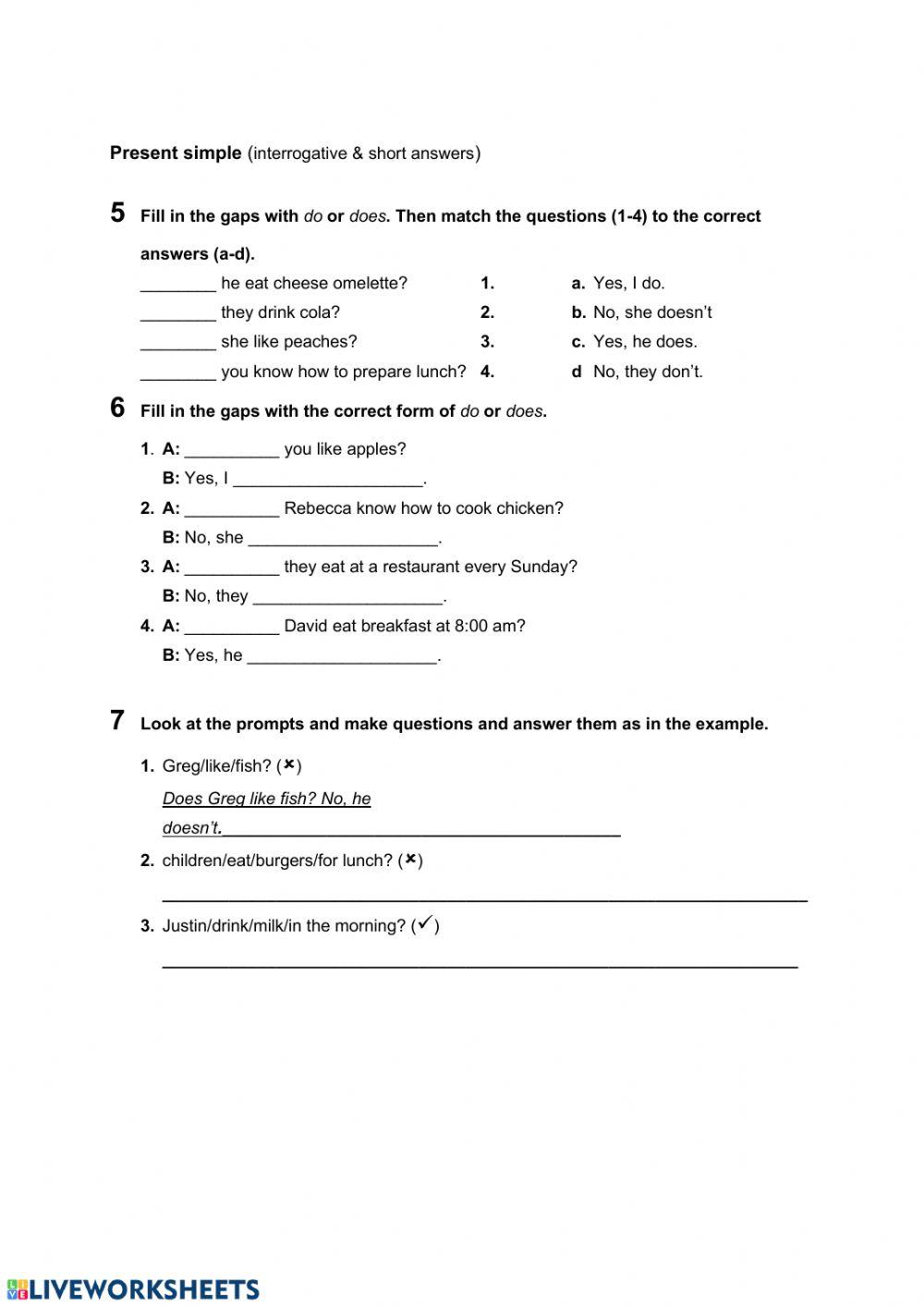 Present Simple questions activity | Live Worksheets