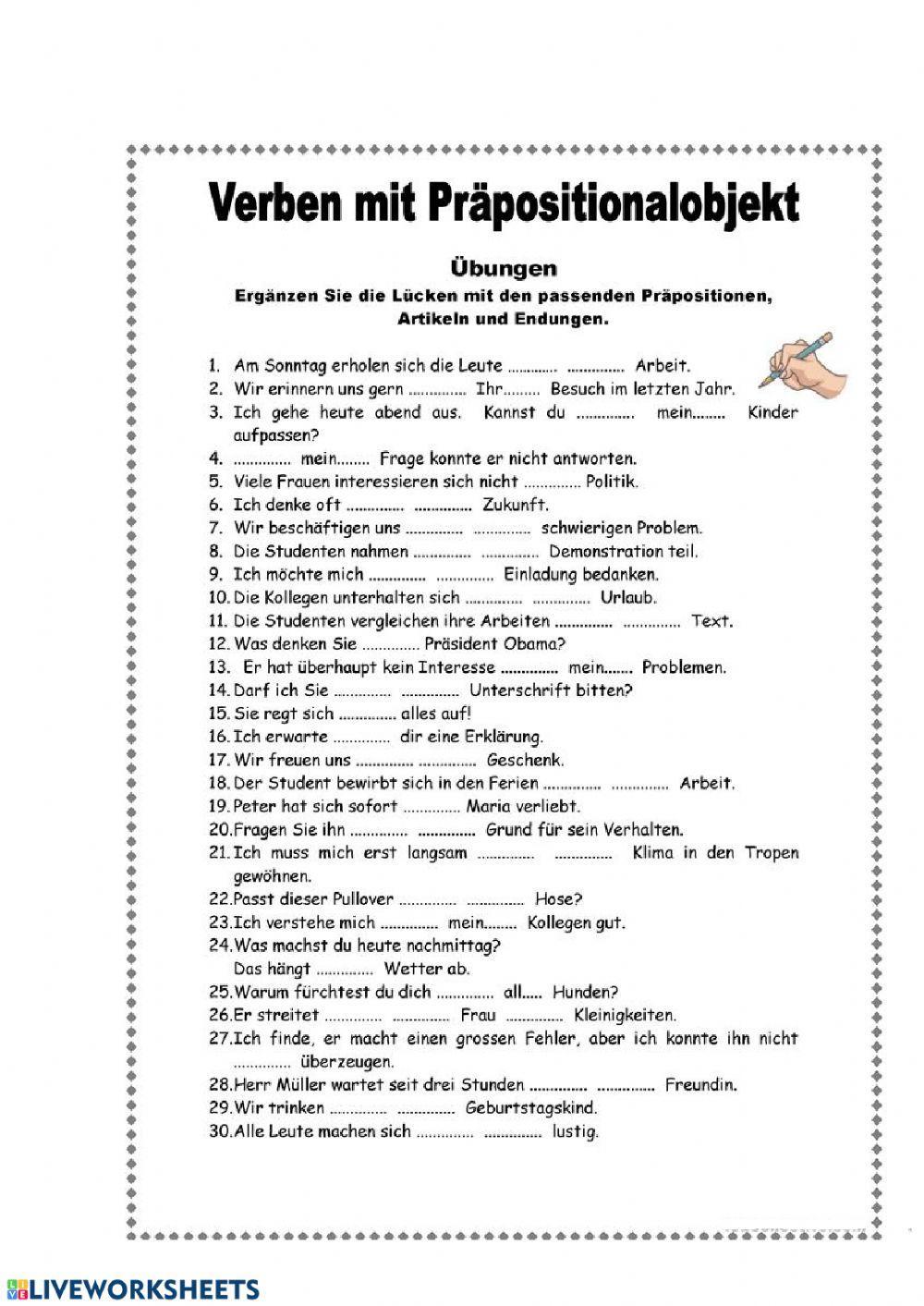 Rektion Der Verben Worksheet Live Worksheets, 51% OFF