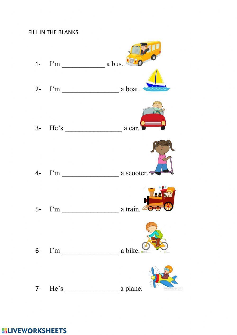 Transportation verbs | LiveWorksheets | 81463
