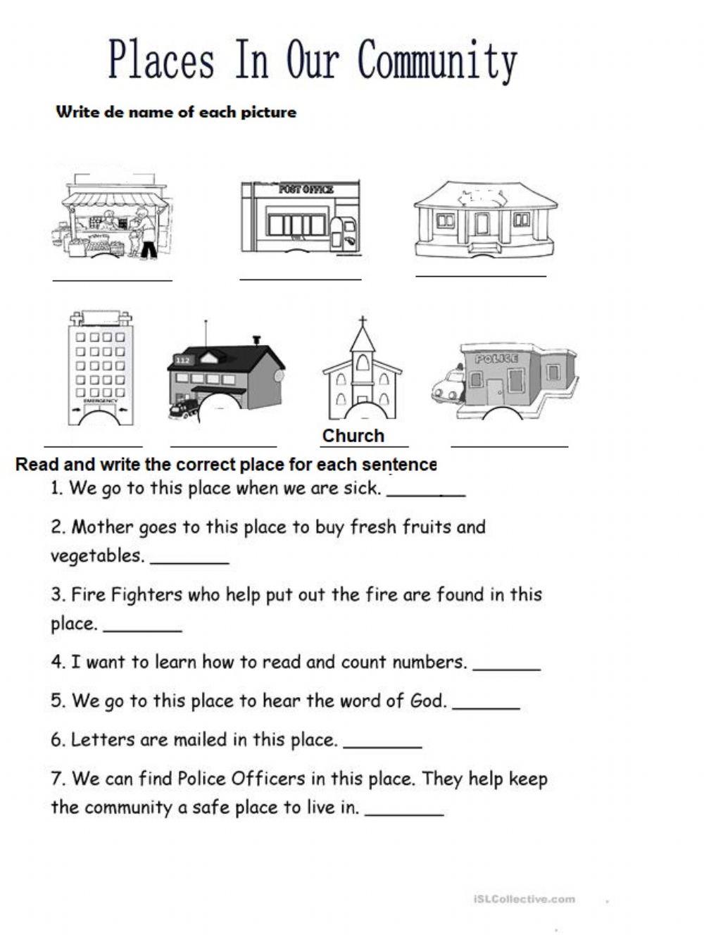 Community places | Free Interactive Worksheets | 5441415