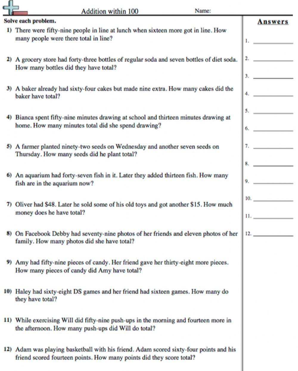 Word Problemss worksheet | Live Worksheets