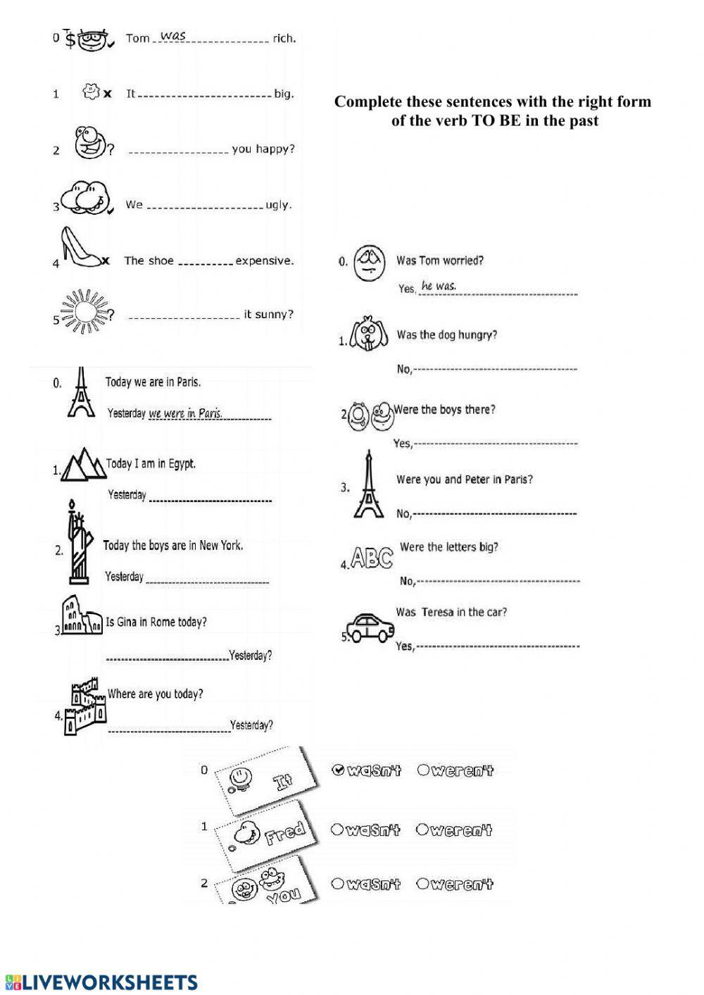 Verb to be free exercise | Live Worksheets