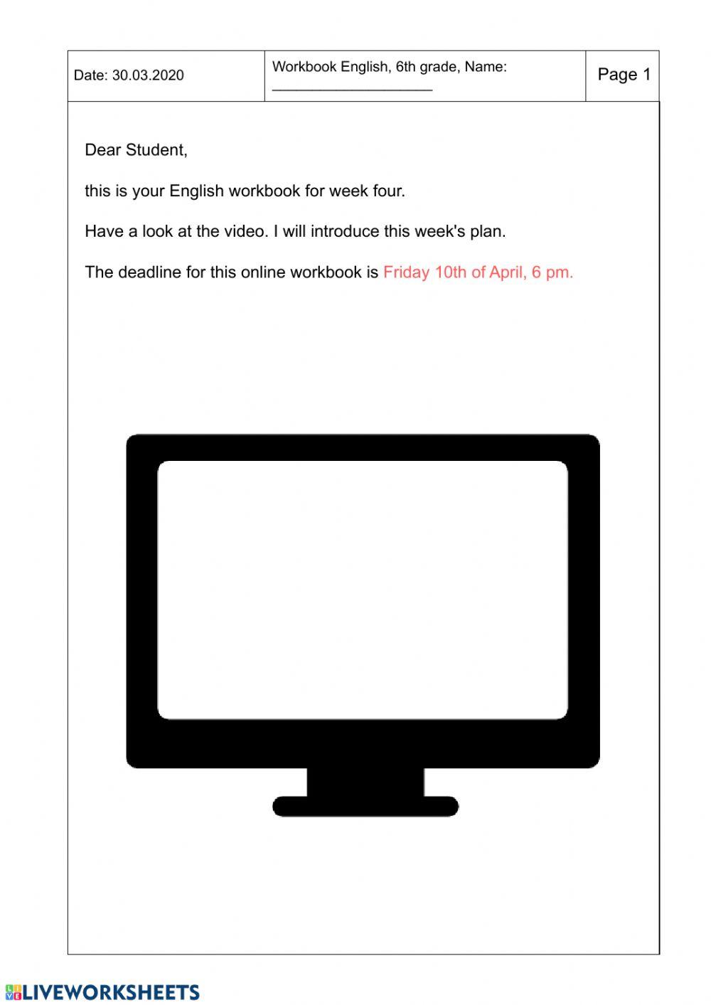 Introduction week 4 worksheet | Live Worksheets