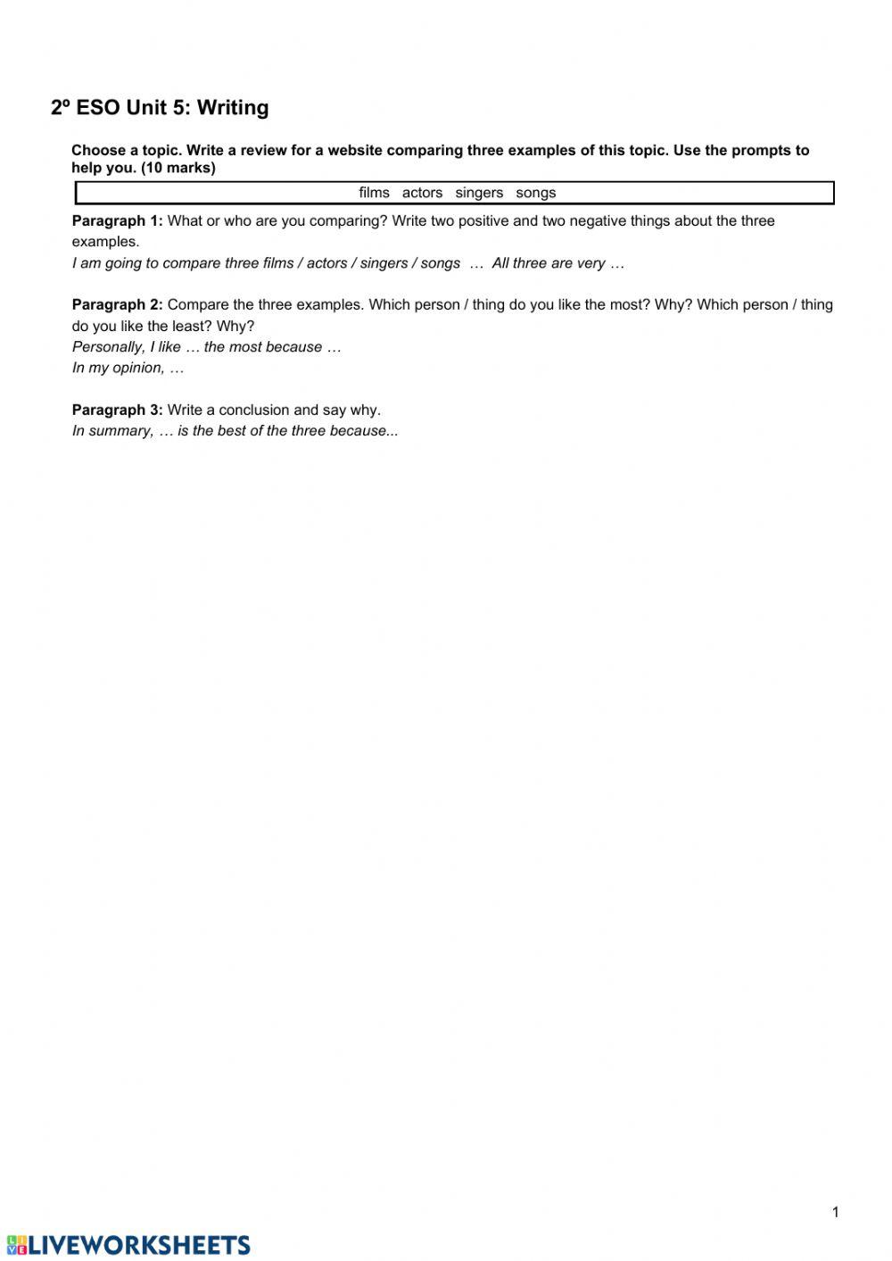 ENGLISH 2º ESO Writing Unit 5 5441736 | avilladoniga