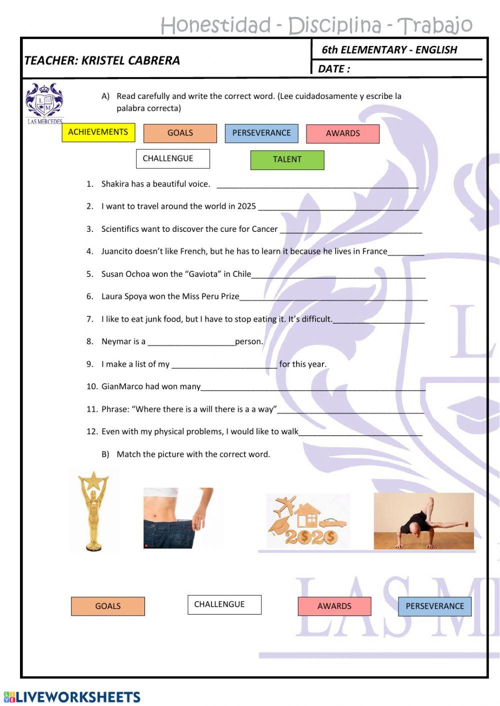Achievements | Free Interactive Worksheets | 141321
