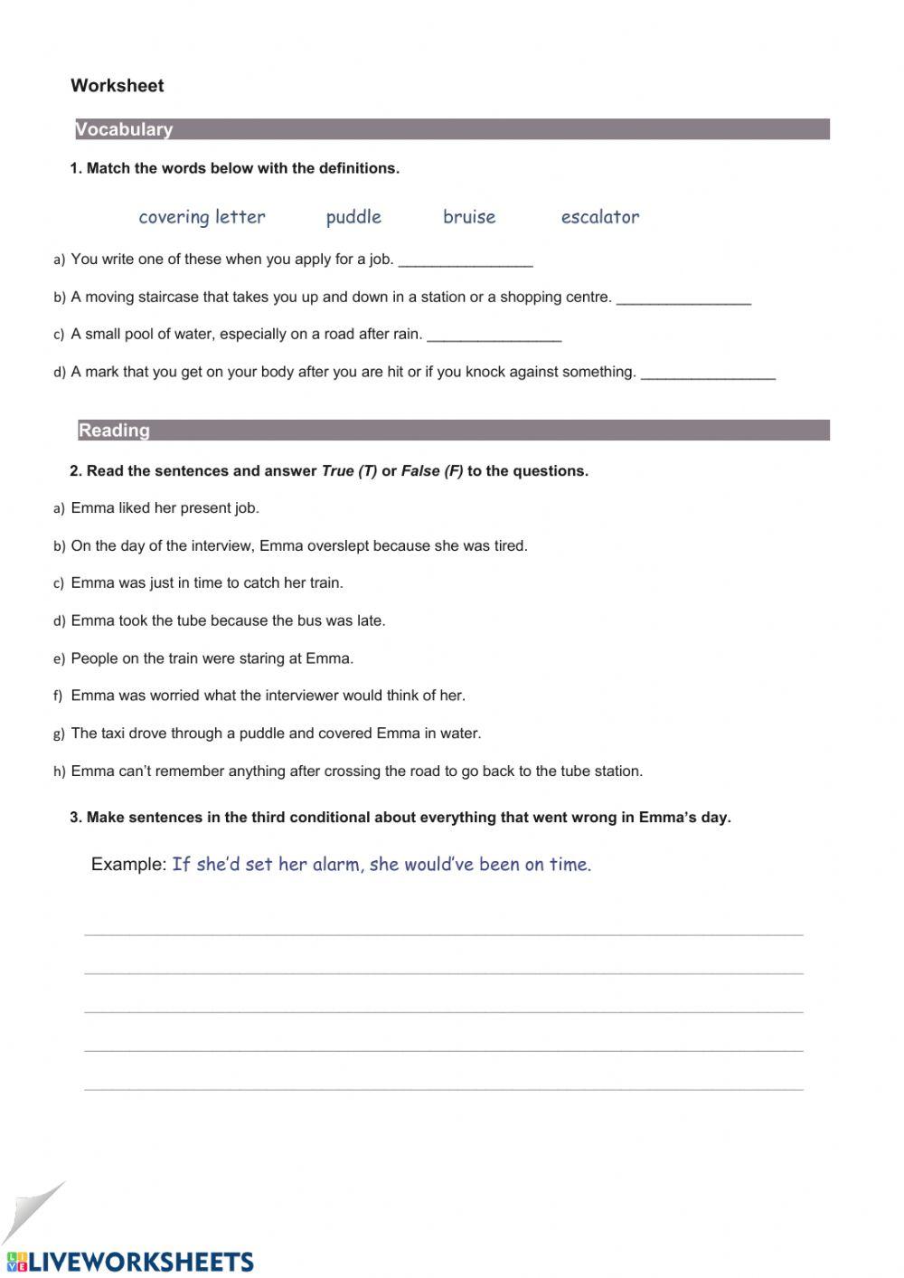 A very bad day! online exercise for | Live Worksheets