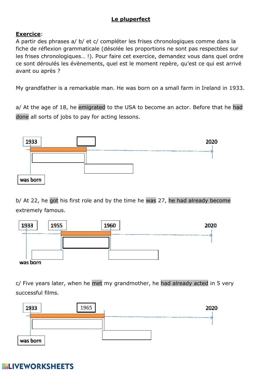 Pluperfect 3 | Free Interactive Worksheets | 141534