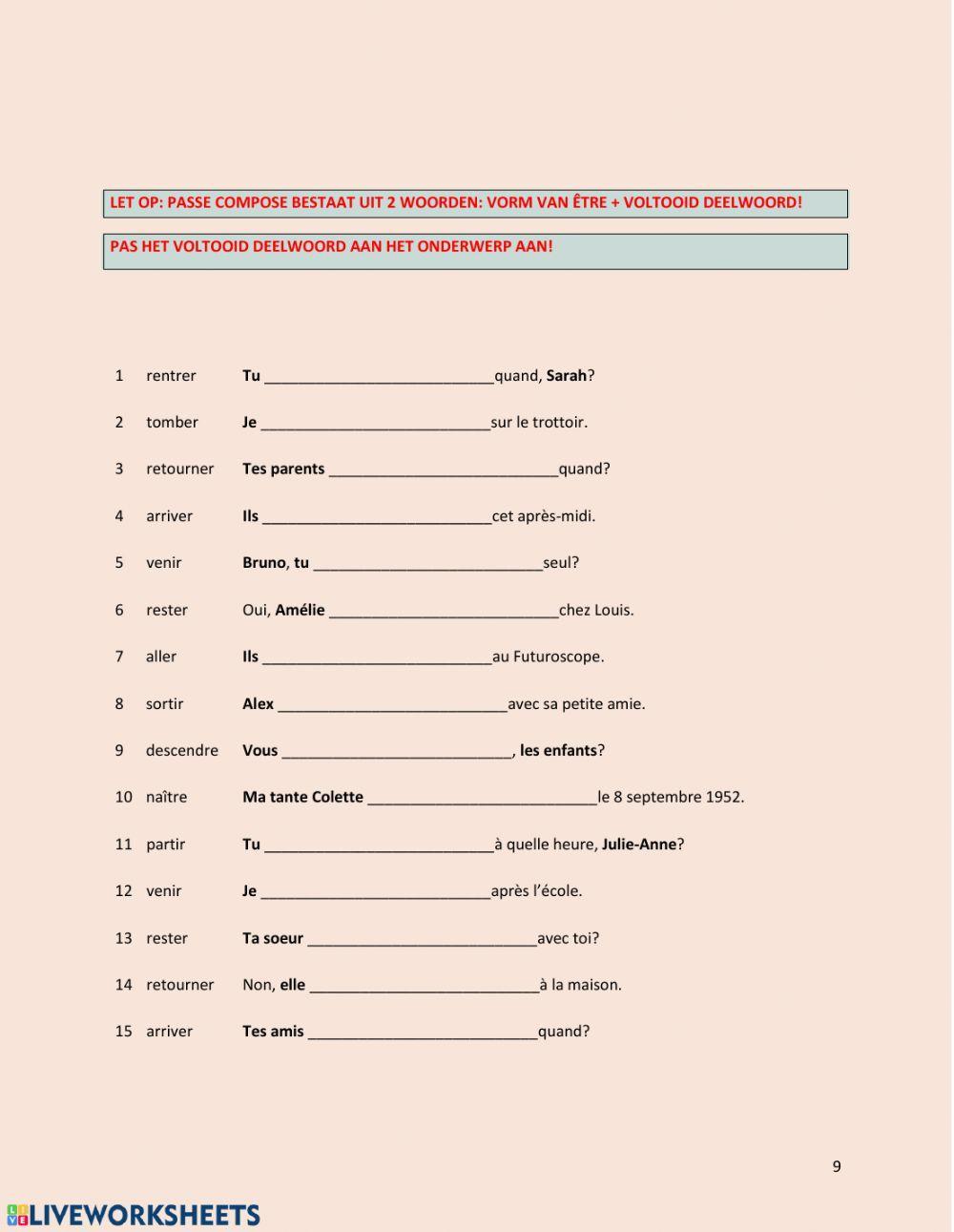 Passé composé a… | Free Interactive Worksheets | 141834