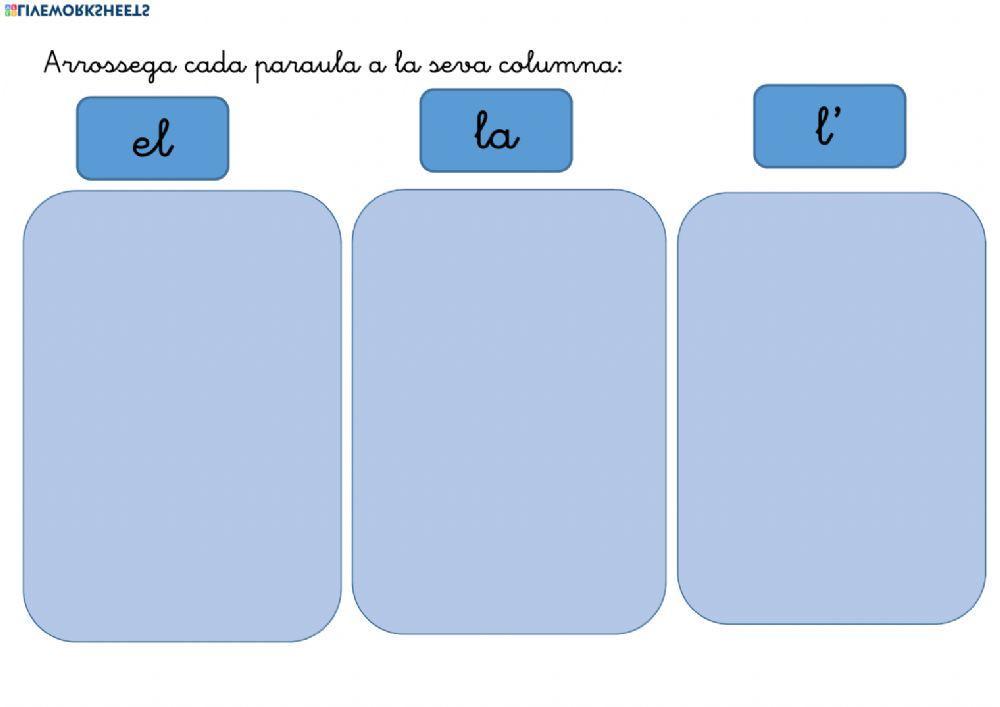 Els animals articles worksheet | Live Worksheets