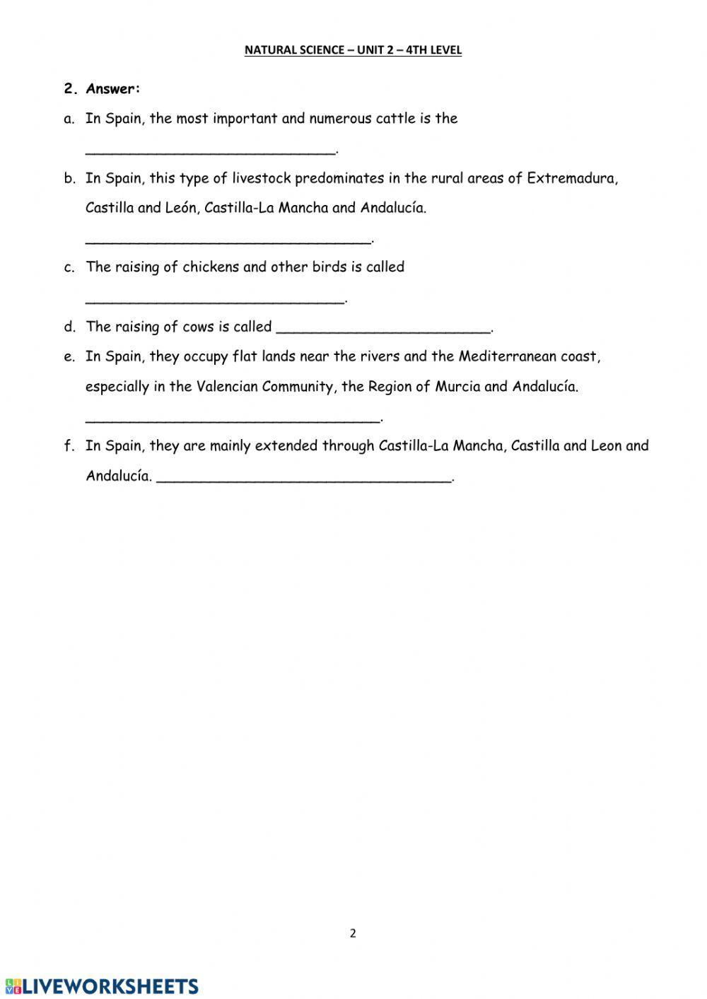 Farming and liv… | Free Interactive Worksheets | 142021