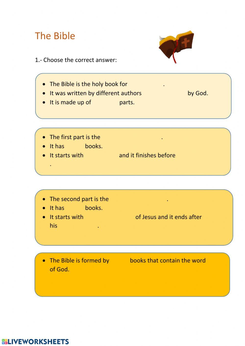 The Bible exercise | Live Worksheets