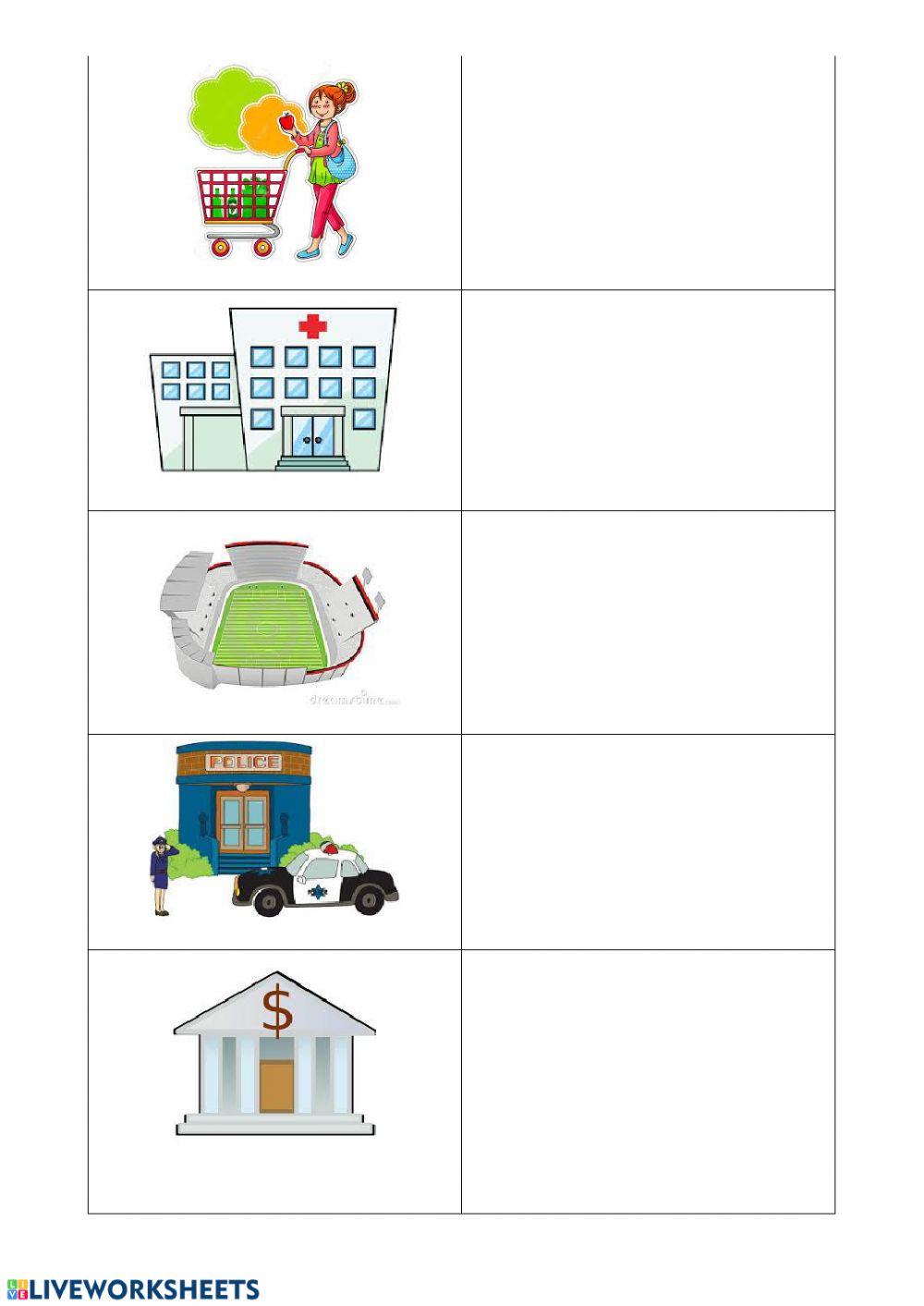 T2 PLACES IN TOWN worksheet | Live Worksheets