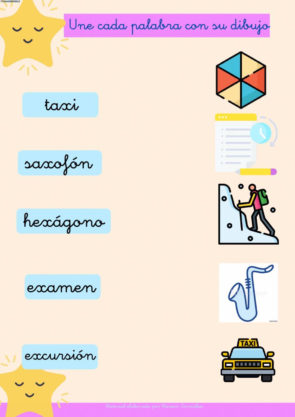 Lectura palabras X worksheet | Live Worksheets