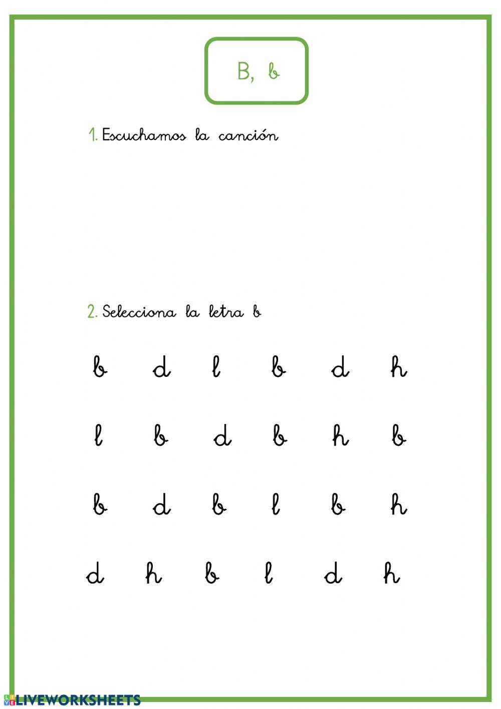 La letra b worksheet | Live Worksheets