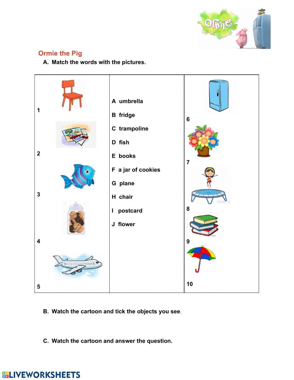 Ormie the Pig | Free Interactive Worksheets | 142201