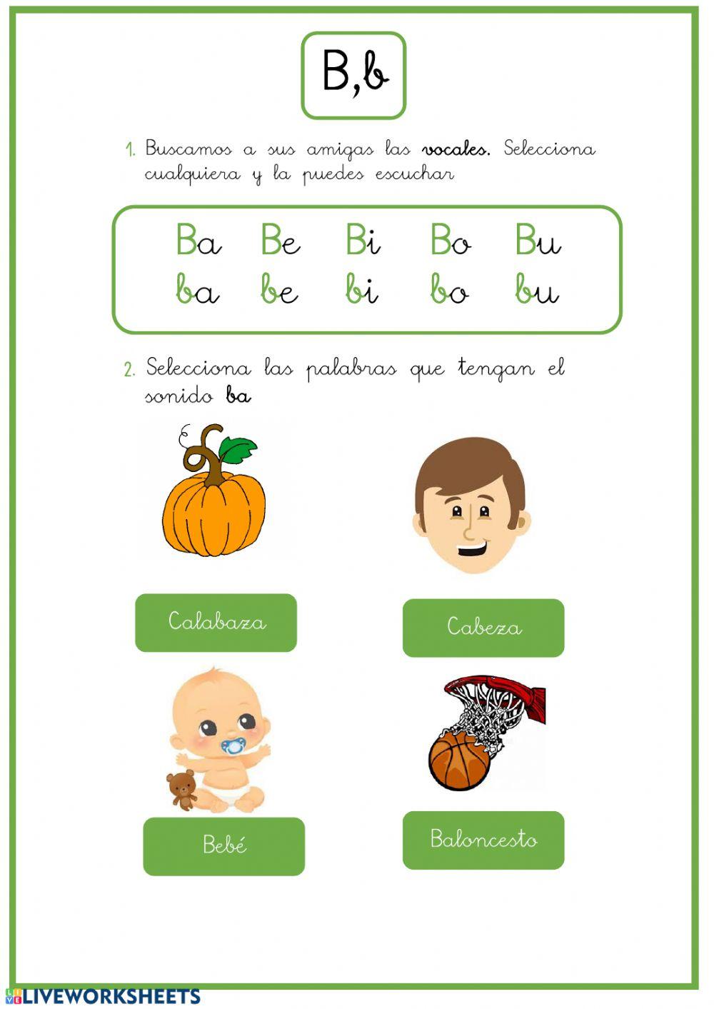 Letra b online exercise | Live Worksheets