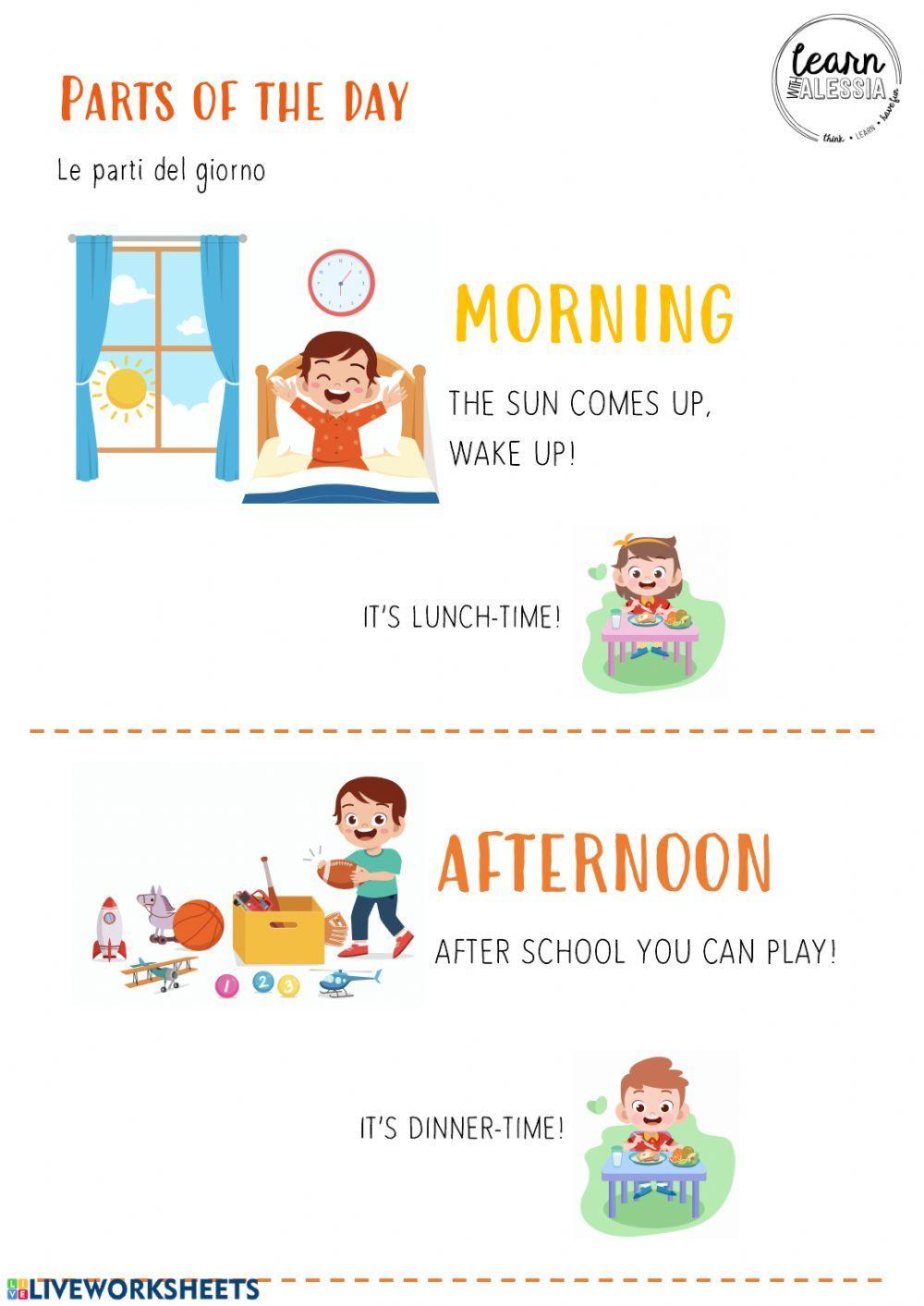 Parts of the day | Free Interactive Worksheets | 142654