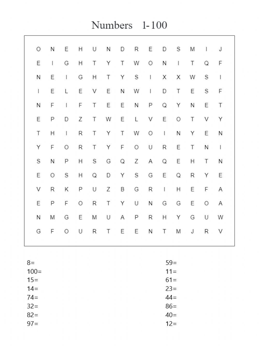Numbers interactive worksheet | Live Worksheets